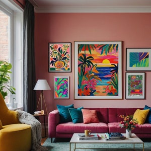 Eclectic Botanical Maximalism, 14 Colorful Printable Wall Art Set ...