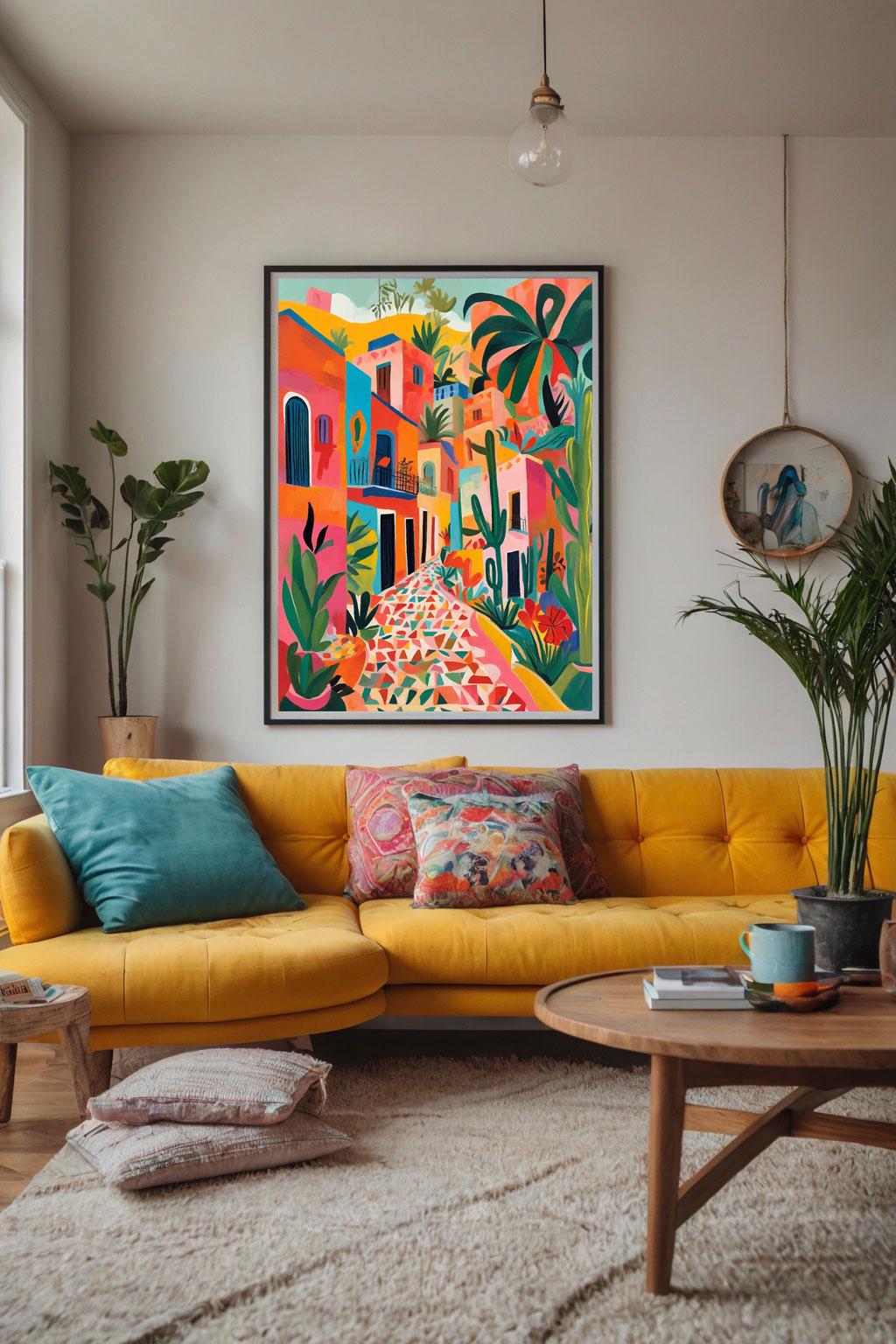 Tropical Street Print: Colorful Mexican Town Art (digital Download) - Etsy