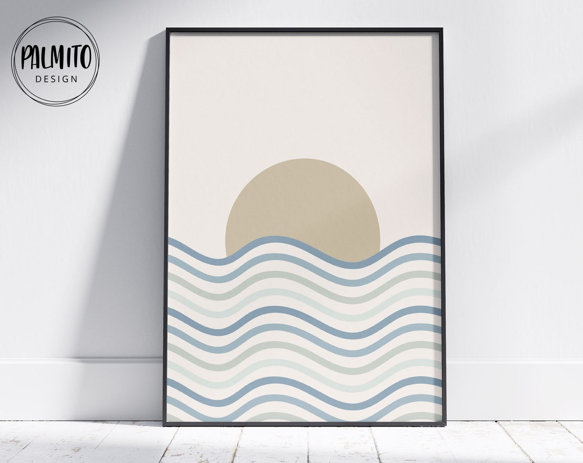 Rising Sun Printable Beach Print Abstract Wall Art Wavy - Etsy
