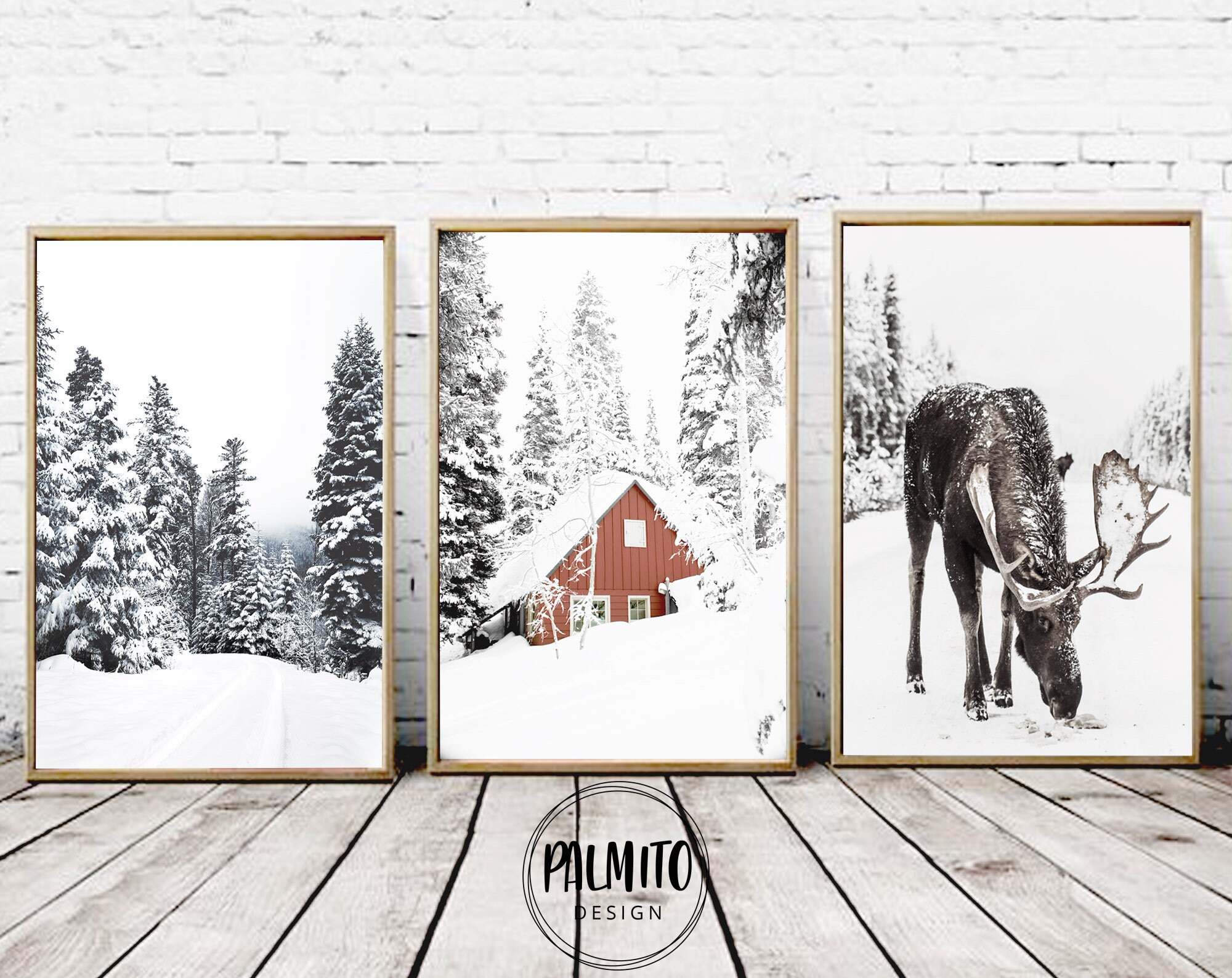 Winter Set of 3 Print, Winter Wonderland Printable, Reindeer Printable ...