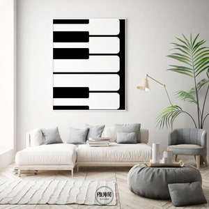 Piano Keys Print, Music Printable Wall Art, Retro Music Poster, Instant ...
