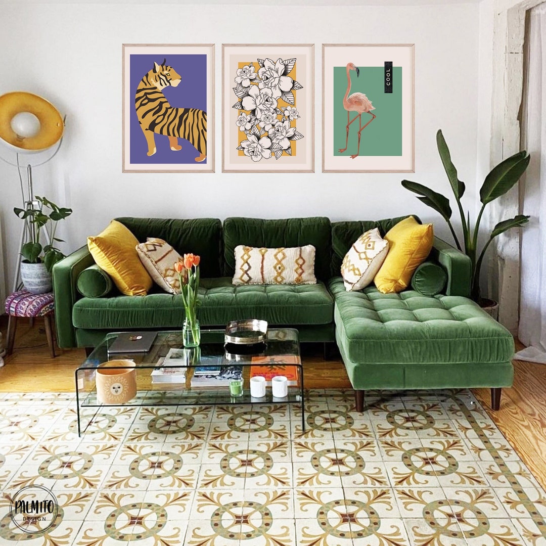 Colorful Maximalist Decor, Set of 3 Eclectic Gallery Wall Set, Bright ...