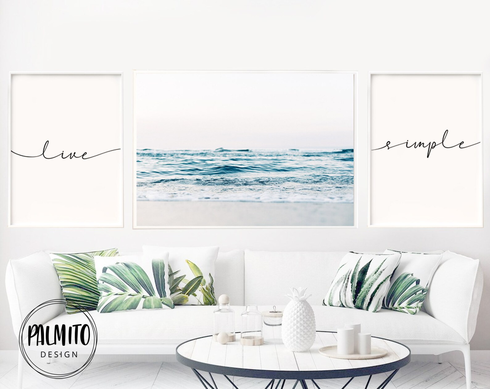 Live Simple Ocean Set of 3 Printable Wall Art Ocean Print - Etsy
