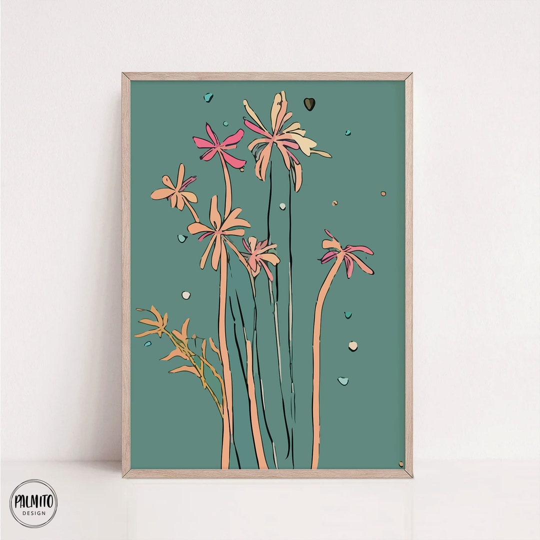 Colorful Palm Trees Wall Art, Summer Print, Printable Beachy Wall Art ...