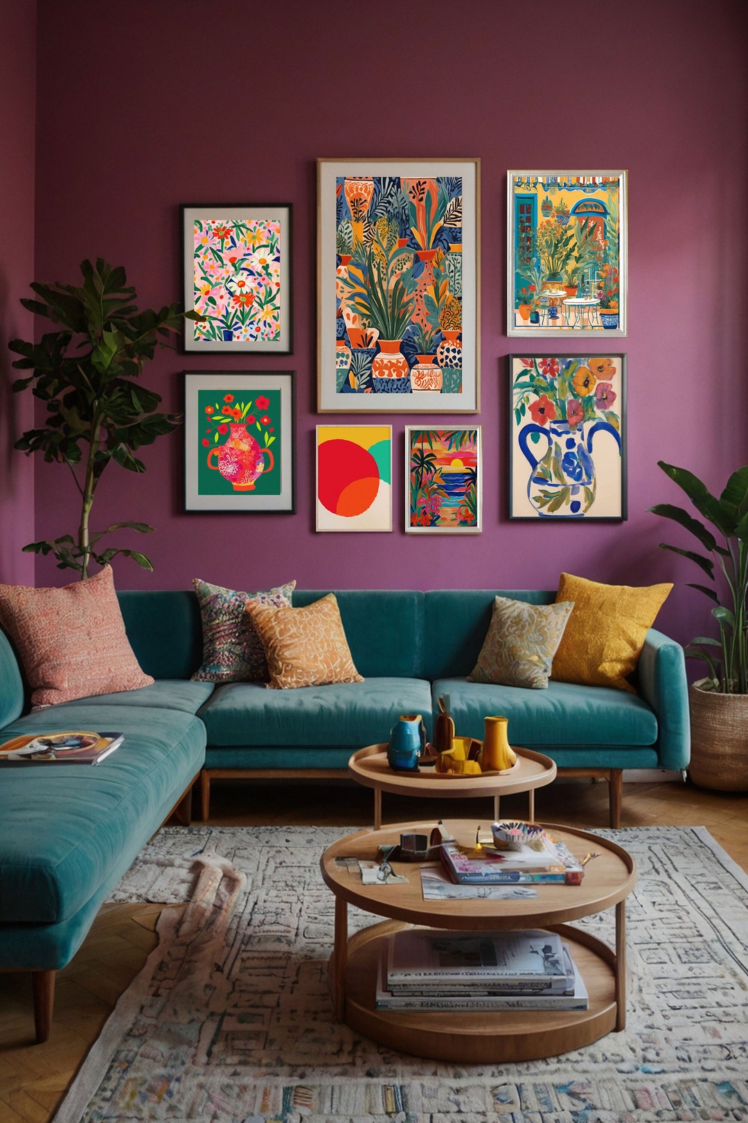 Colorful Printable Gallery Wall Set, Maximalist Wall Art, Vibrant ...