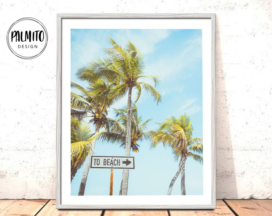 Printable Palm Trees Wall Art to Beach Sign Print Palm Tree - Etsy