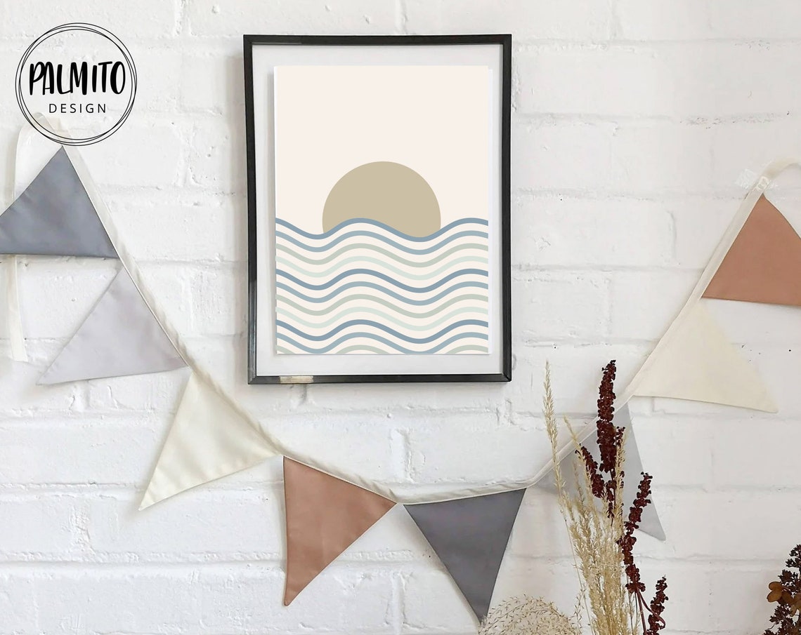 Rising Sun Printable Beach Print Abstract Wall Art Wavy - Etsy