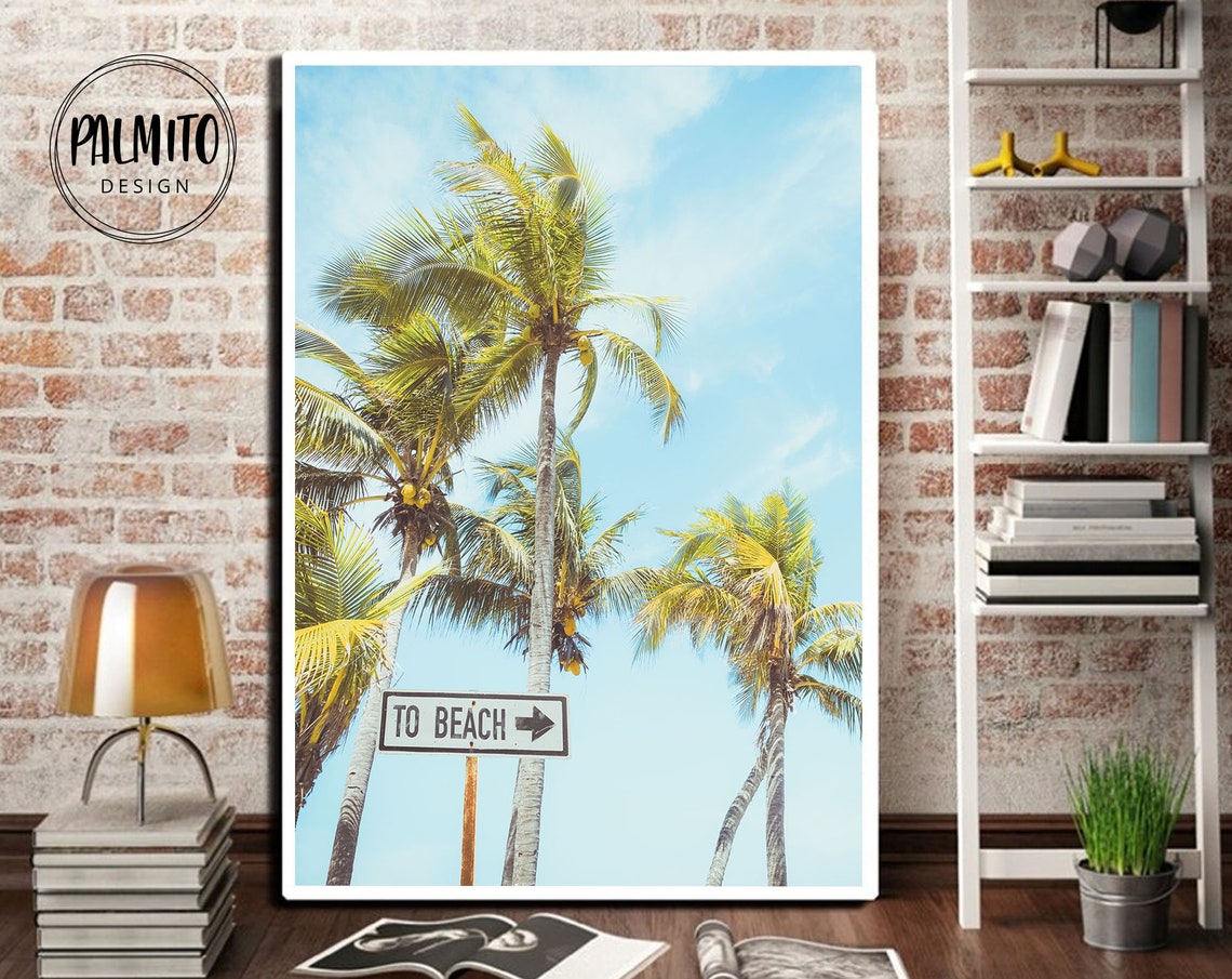 Printable Palm Trees Wall Art to Beach Sign Print Palm Tree - Etsy