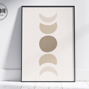 Neutral Moon Phases Print, Boho Moon Poster, Earth Tones Art, Instant ...