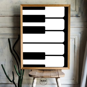 Piano Keys Print, Music Printable Wall Art, Retro Music Poster, Instant ...
