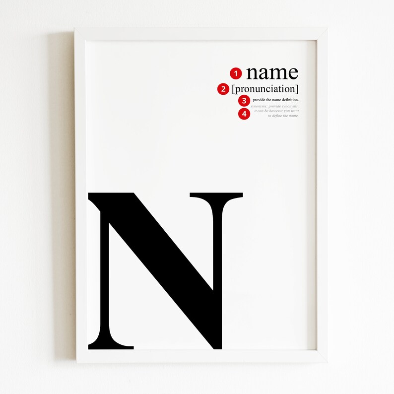 Personalized Name Definition Poster, Digital Art Download, Name Sign ...