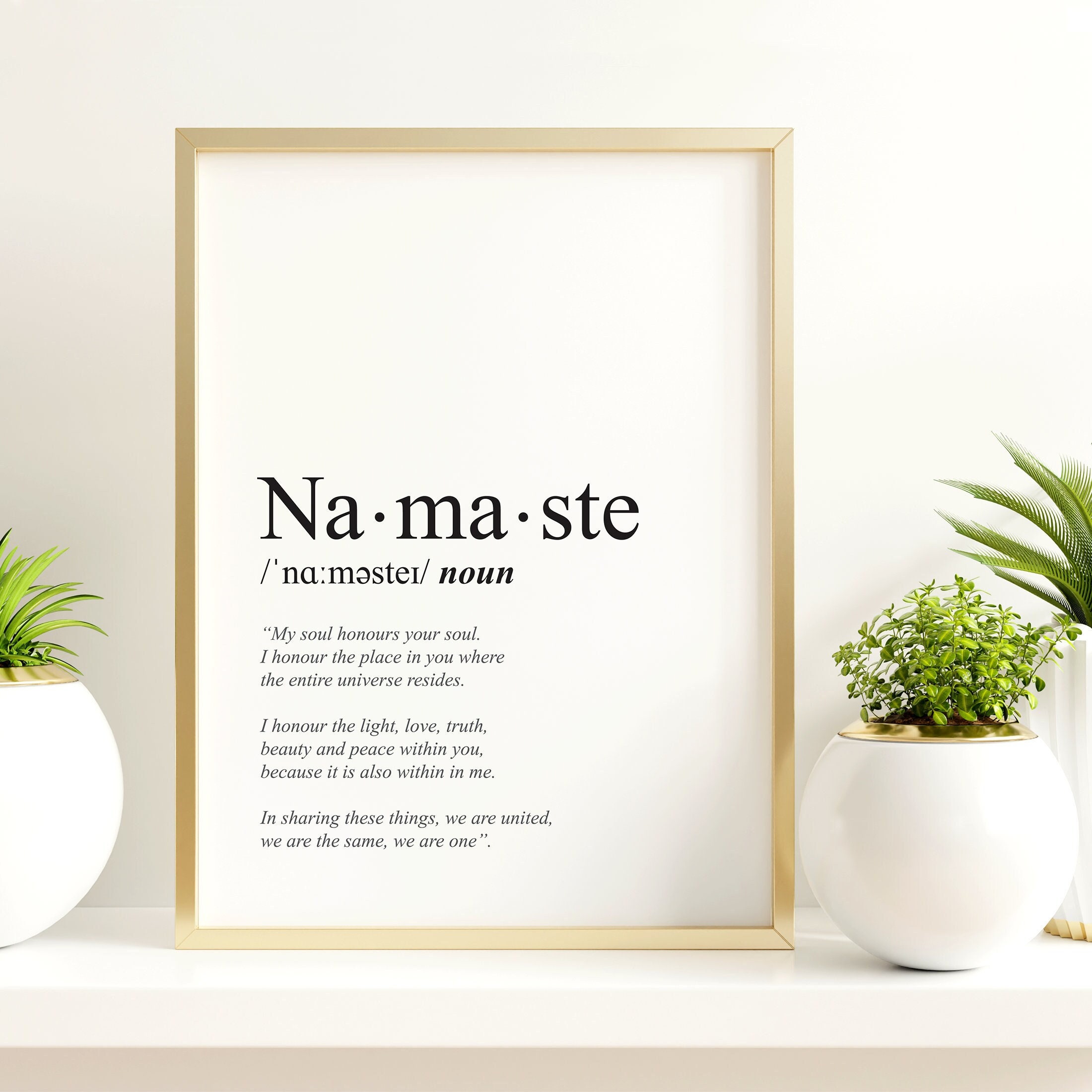Namaste Definition Print Namasté Wall Quotes Namaste Sign - Etsy