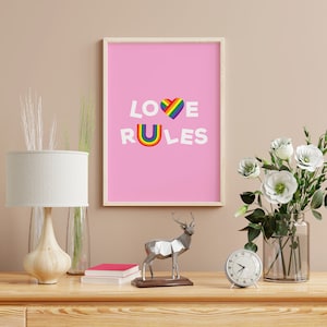 LGBT Love Rules, Inclusion Poster, Pride Art Print, LGBT Room Decor ...