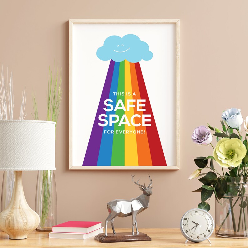 Safe Space, Safe Space Classroom, Inclusion Poster, Pride Art Print ...