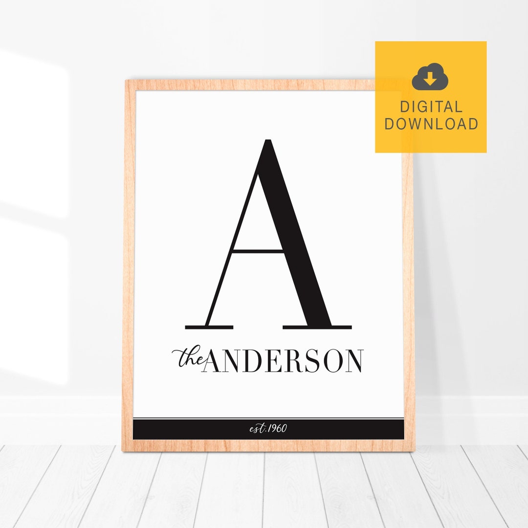 Personalized Last Name Poster, Last Name Sign Print, Custom Name Sign ...