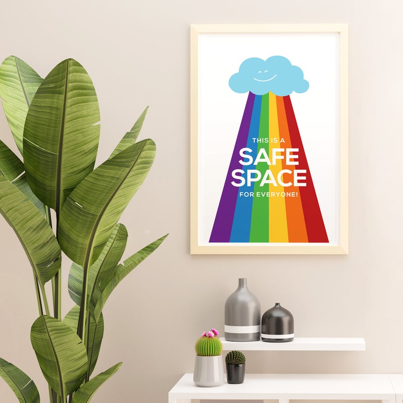 Safe Space, Safe Space Classroom, Inclusion Poster, Pride Art Print ...