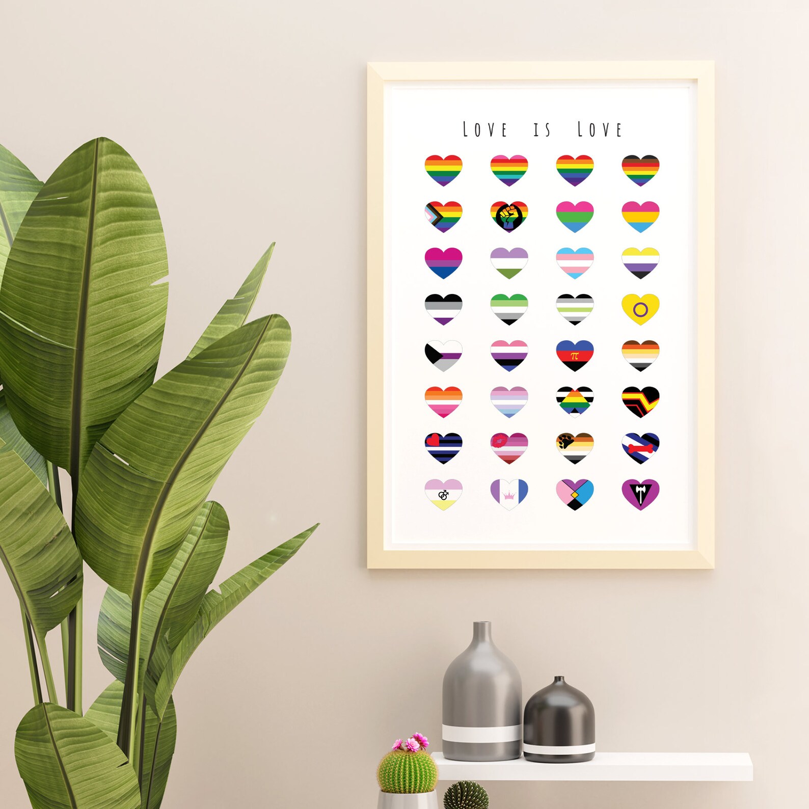 Flags of LGBTQIA, Rainbow Heart, Love is Love Poster, Flag Poster, All ...