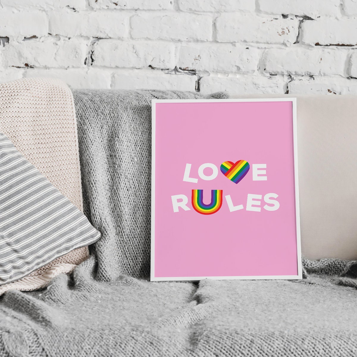 LGBT Love Rules, Inclusion Poster, Pride Art Print, LGBT Room Decor ...