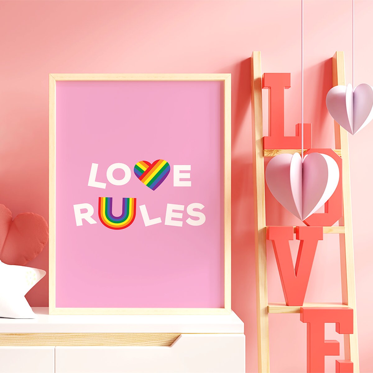 LGBT Love Rules, Inclusion Poster, Pride Art Print, LGBT Room Decor ...