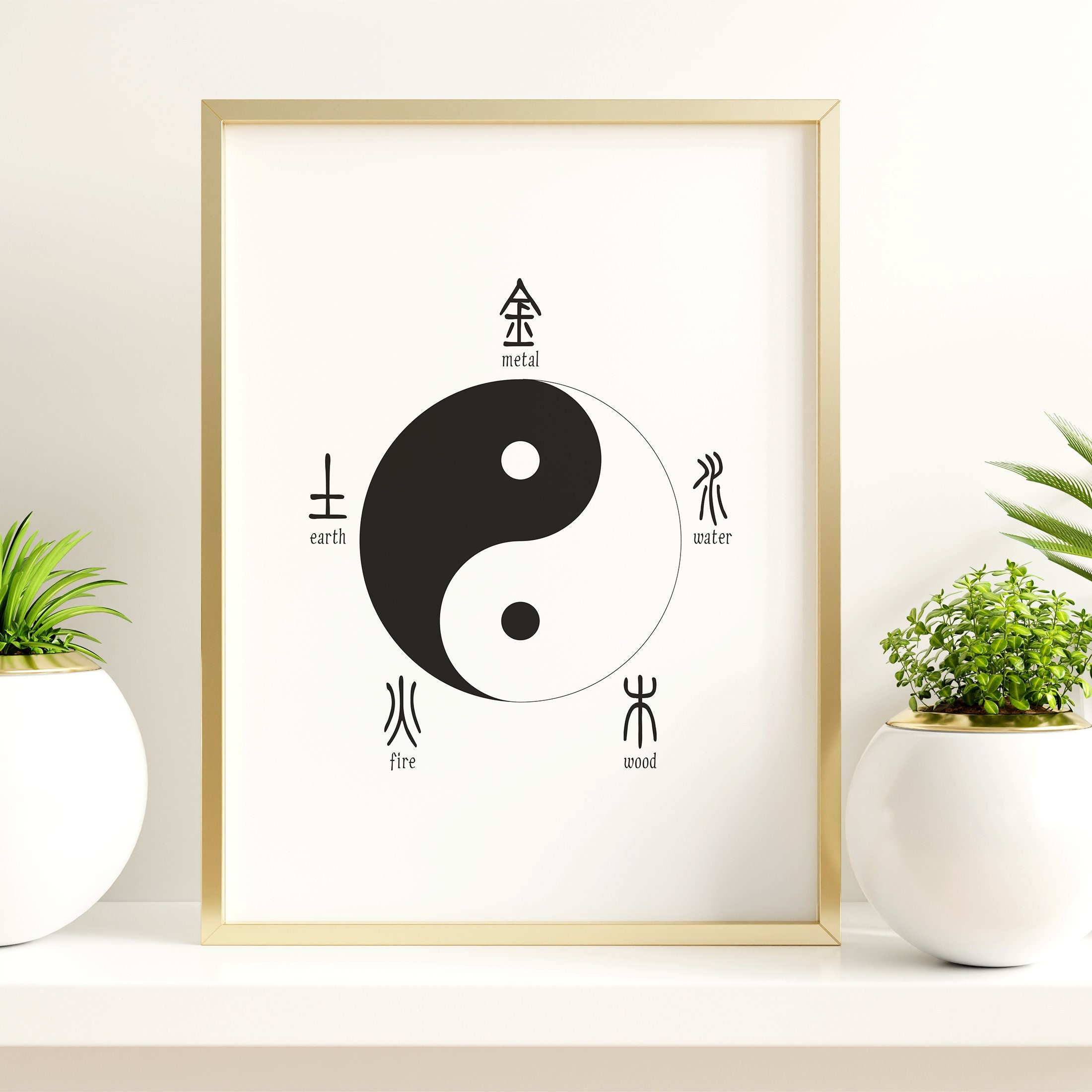 Yin Yang, Yin and Yang, 5 Elements Wall Art, Chinese Art, Feng Shui ...