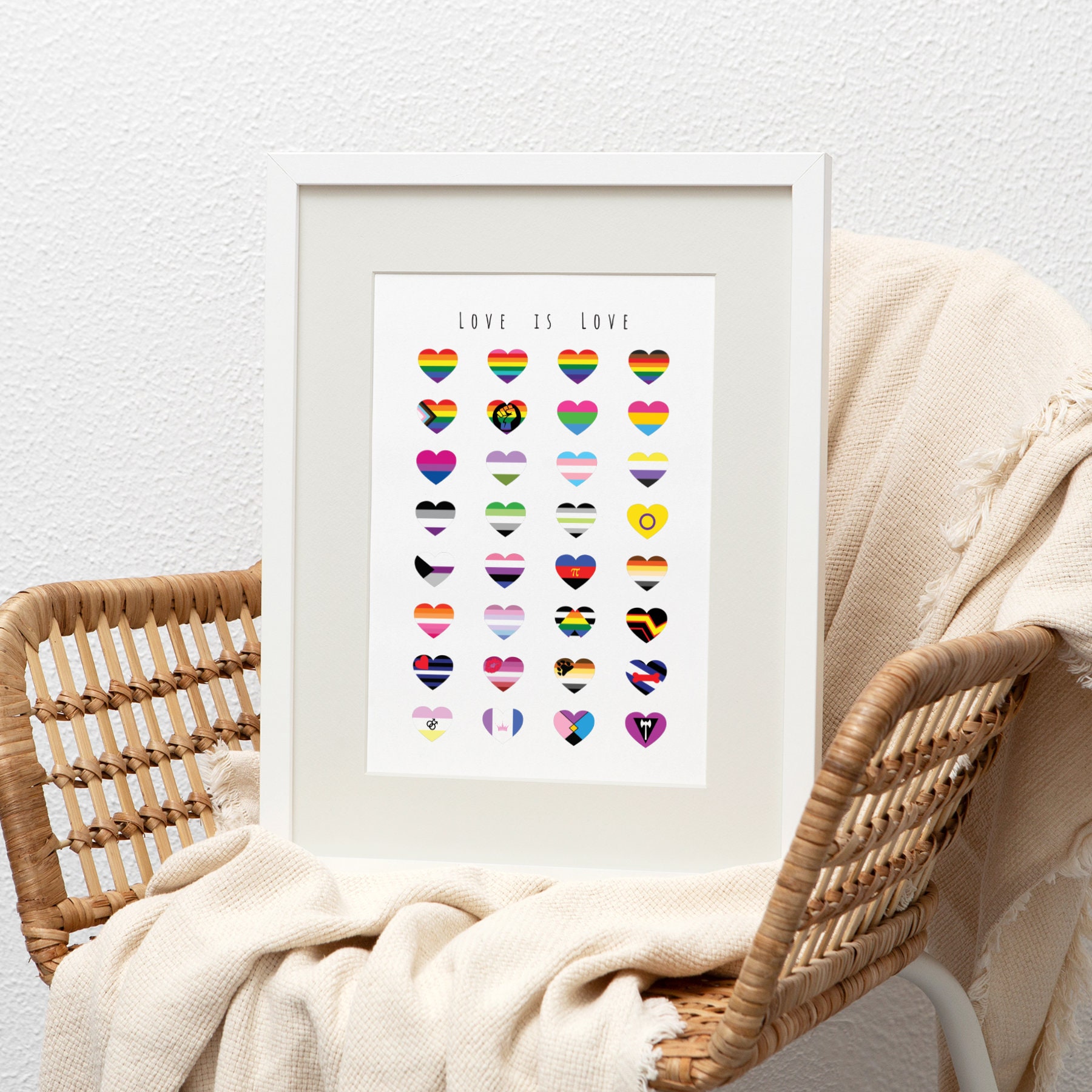 Flags of LGBTQIA, Rainbow Heart, Love is Love Poster, Flag Poster, All ...