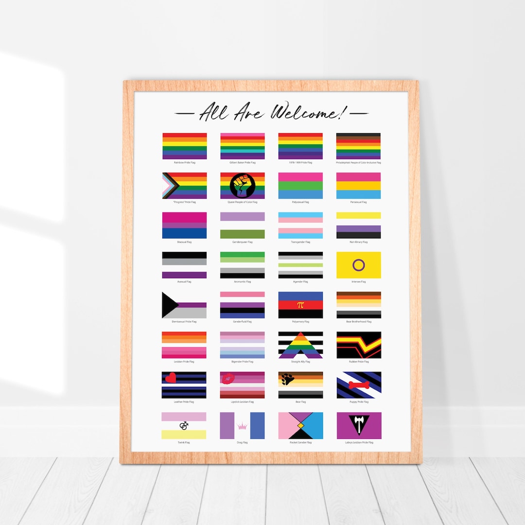 LGBTQIA Pride Flags Art Print: All Are Welcome Poster (digital Download ...