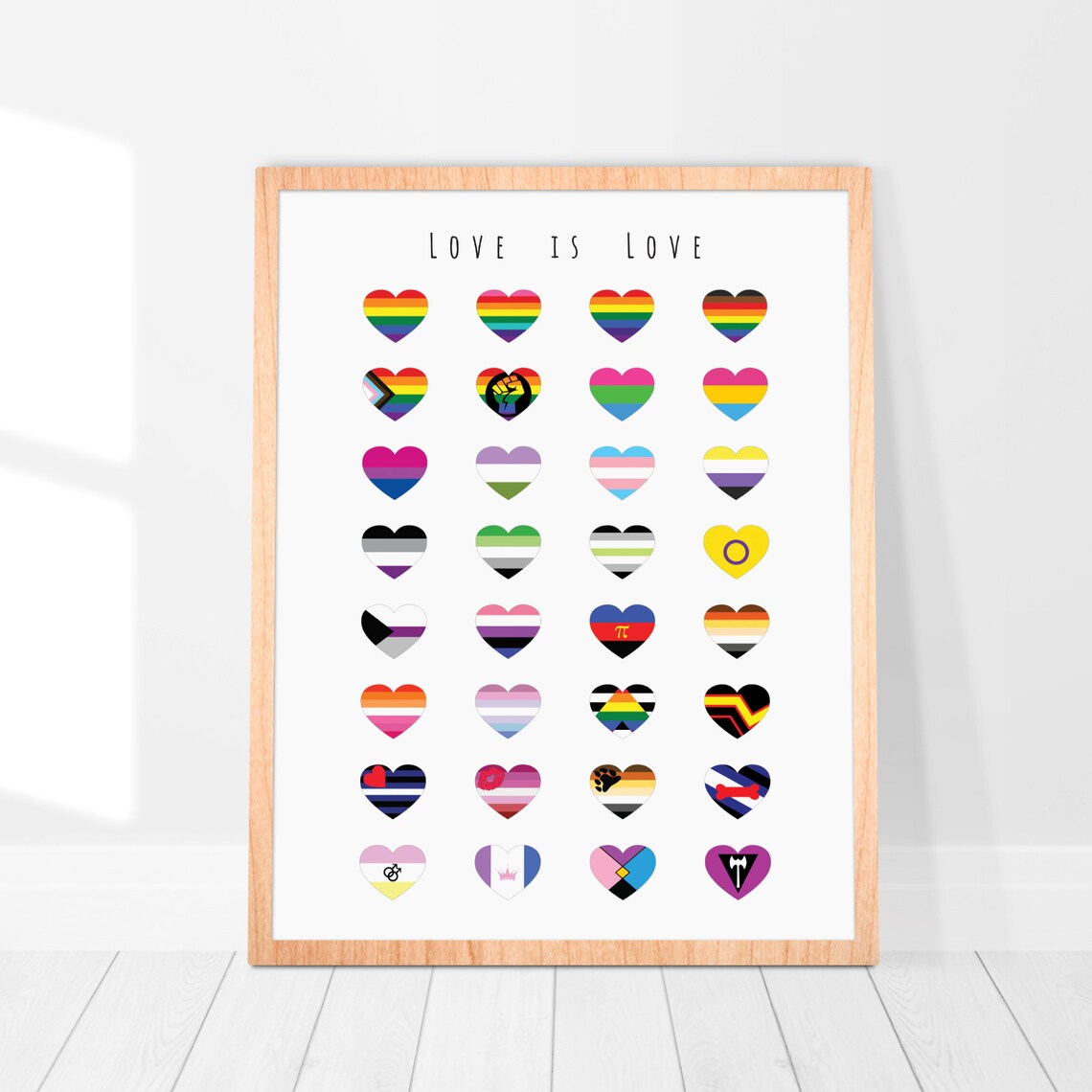 Flags of LGBTQIA, Rainbow Heart, Love is Love Poster, Flag Poster, All ...