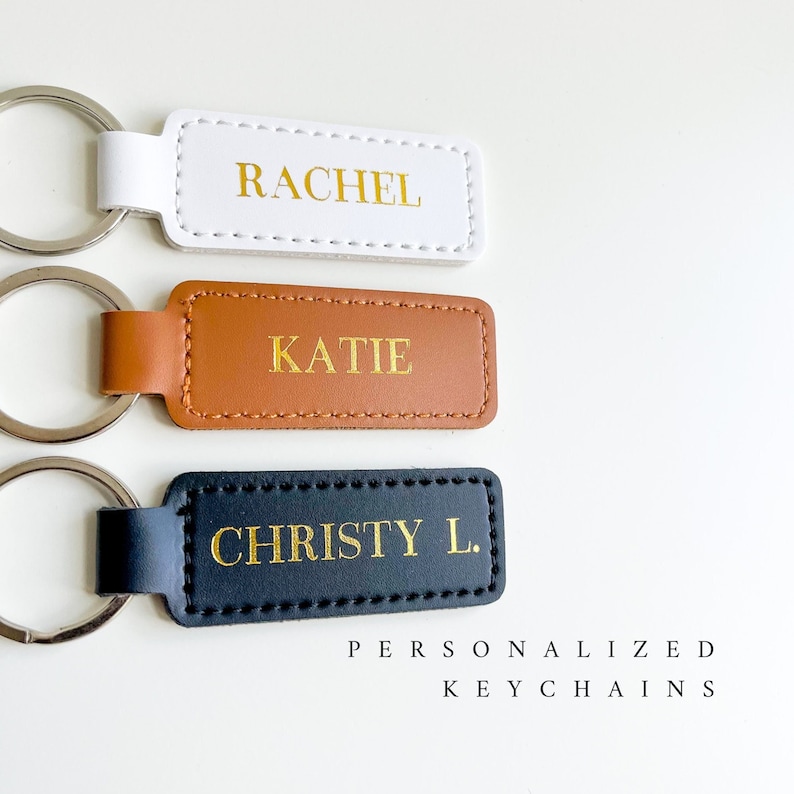 Personalized Vegan Leather Keychain - Wedding Favors, Couple Matching ...