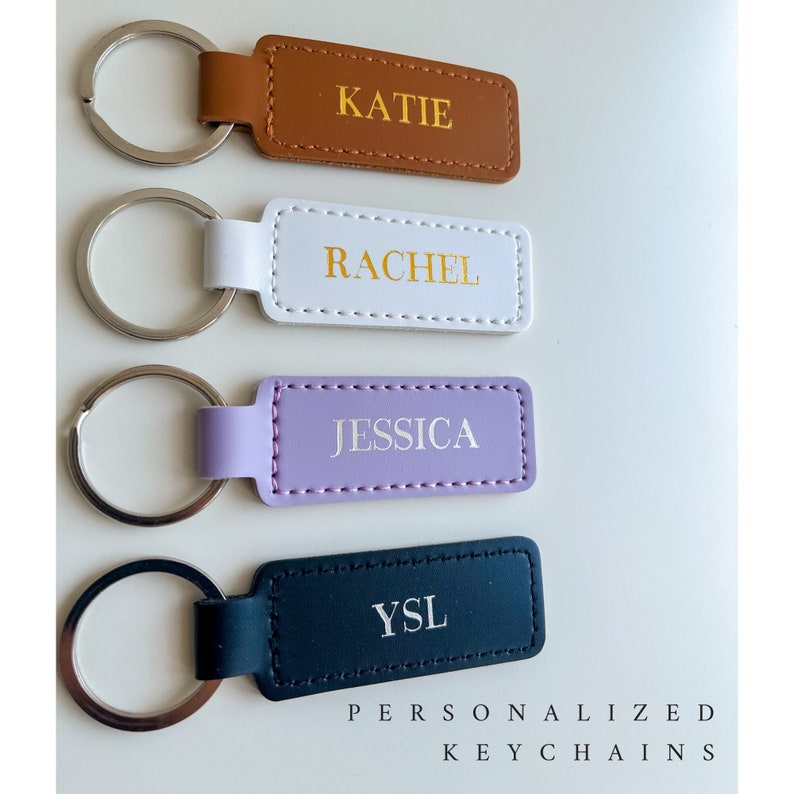 Personalized Vegan Leather Keychain - Wedding Favors, Couple Matching ...