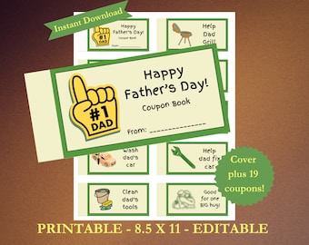 Father's Day Coupon Book, Printable Editable Father's Day Coupons ...