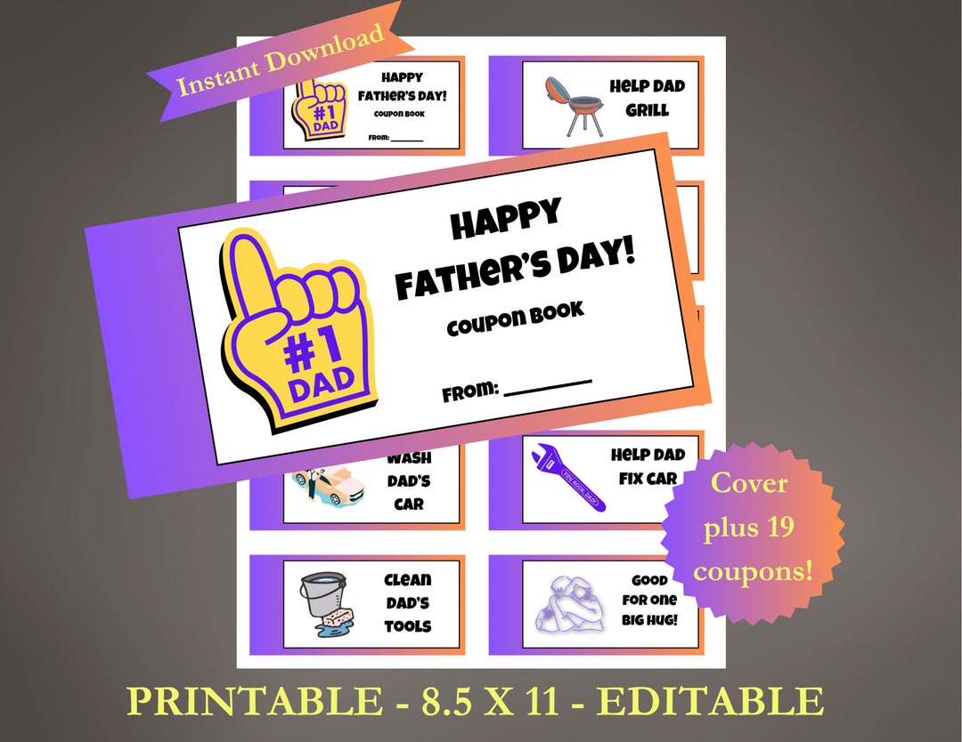 Father's Day Coupon Book, Father's Day Coupons, Father's Day Gift ...