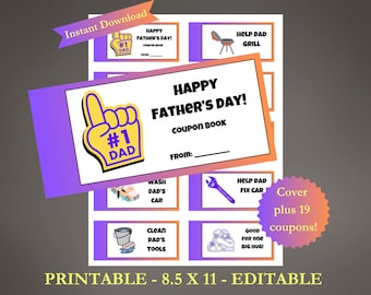Father's Day Coupon Book, Father's Day Coupons, Father's Day Gift ...