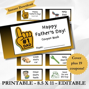 Father's Day Coupon Book, Father's Day Coupons, Father's Day Gift ...