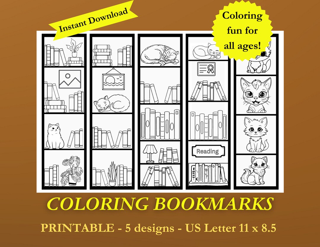 Printable Bookshelf Bookmarks, Reading Tracker, Coloring Bookmarks ...