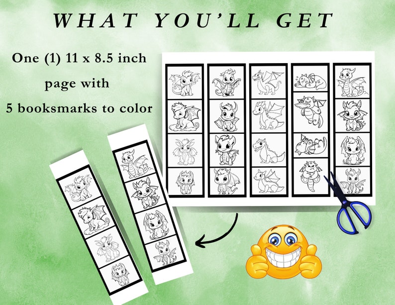 Dragon Bookmark Set - Printable Coloring Bookmarks, Kids and Adult ...