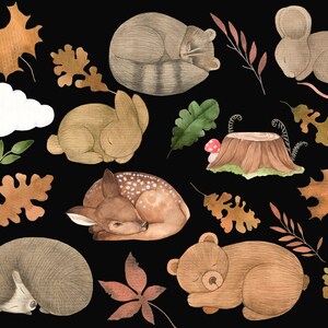 Watercolor sleeping animals Woodland baby Nursery Sleeping | Etsy