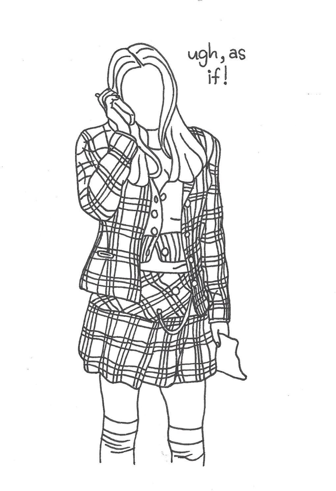 Cher Clueless Line Drawing - Etsy