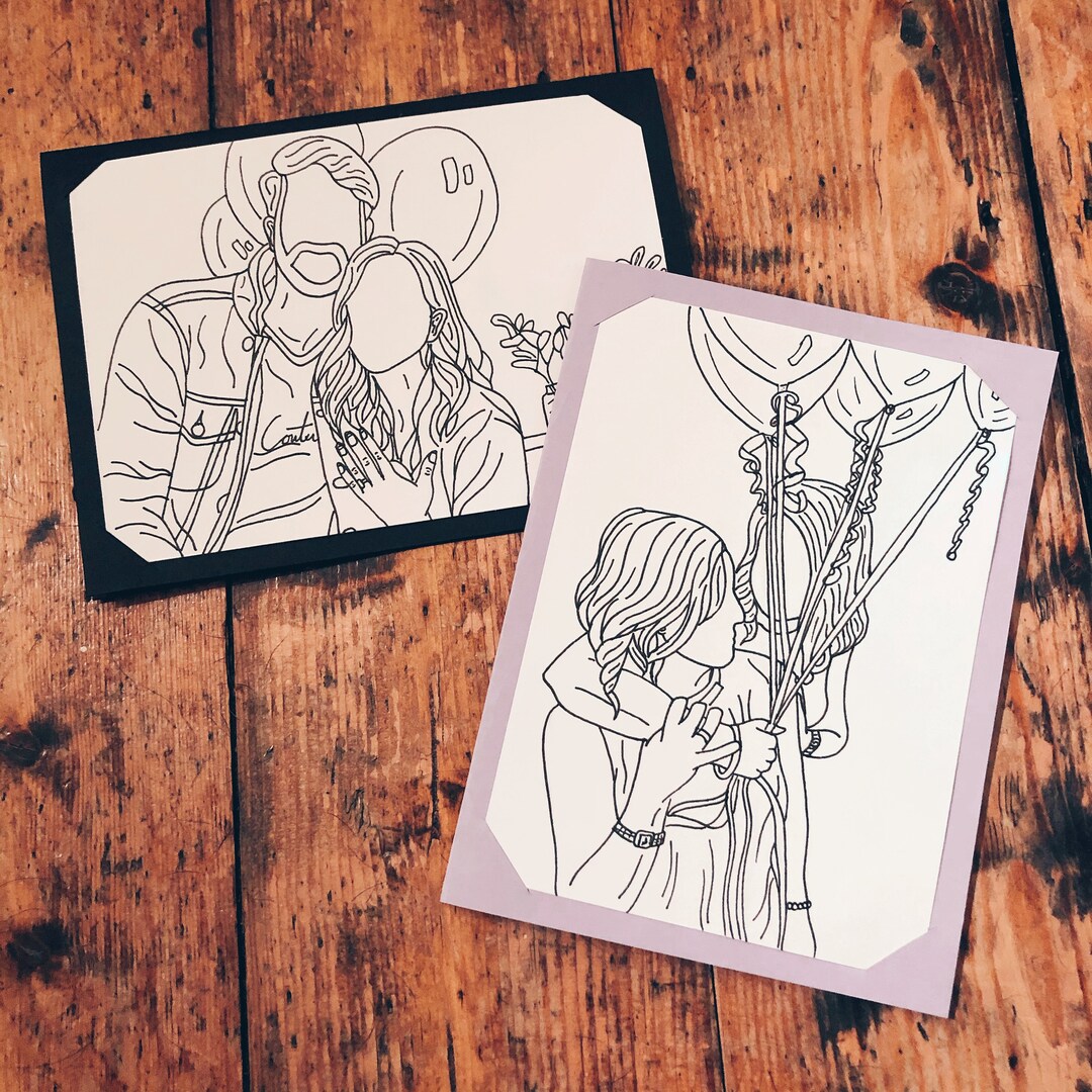 Custom Line Drawing Card | Personalized Anniversary, Wedding Gift - Etsy