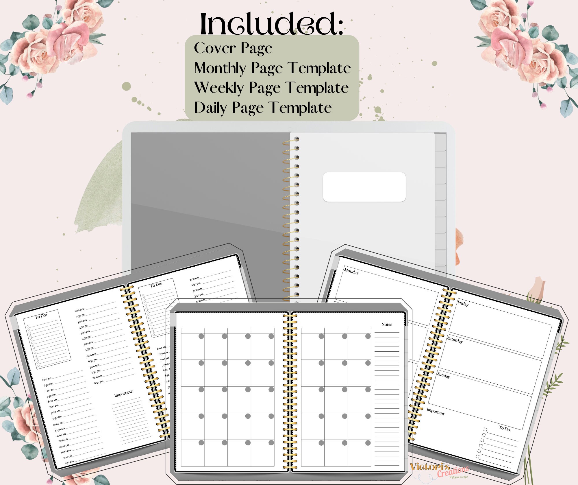 Editable Digital Planner Template Personal and Commercial Use - Etsy ...