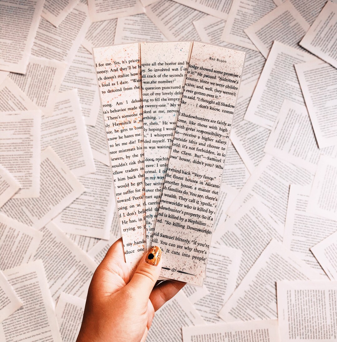Paint Splattered YA Book Page Bookmarks the Hunger Games, Twilight, the ...