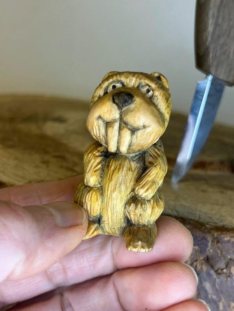 Hand-carved Wooden Beaver Figurine – Rustic Charm - Etsy