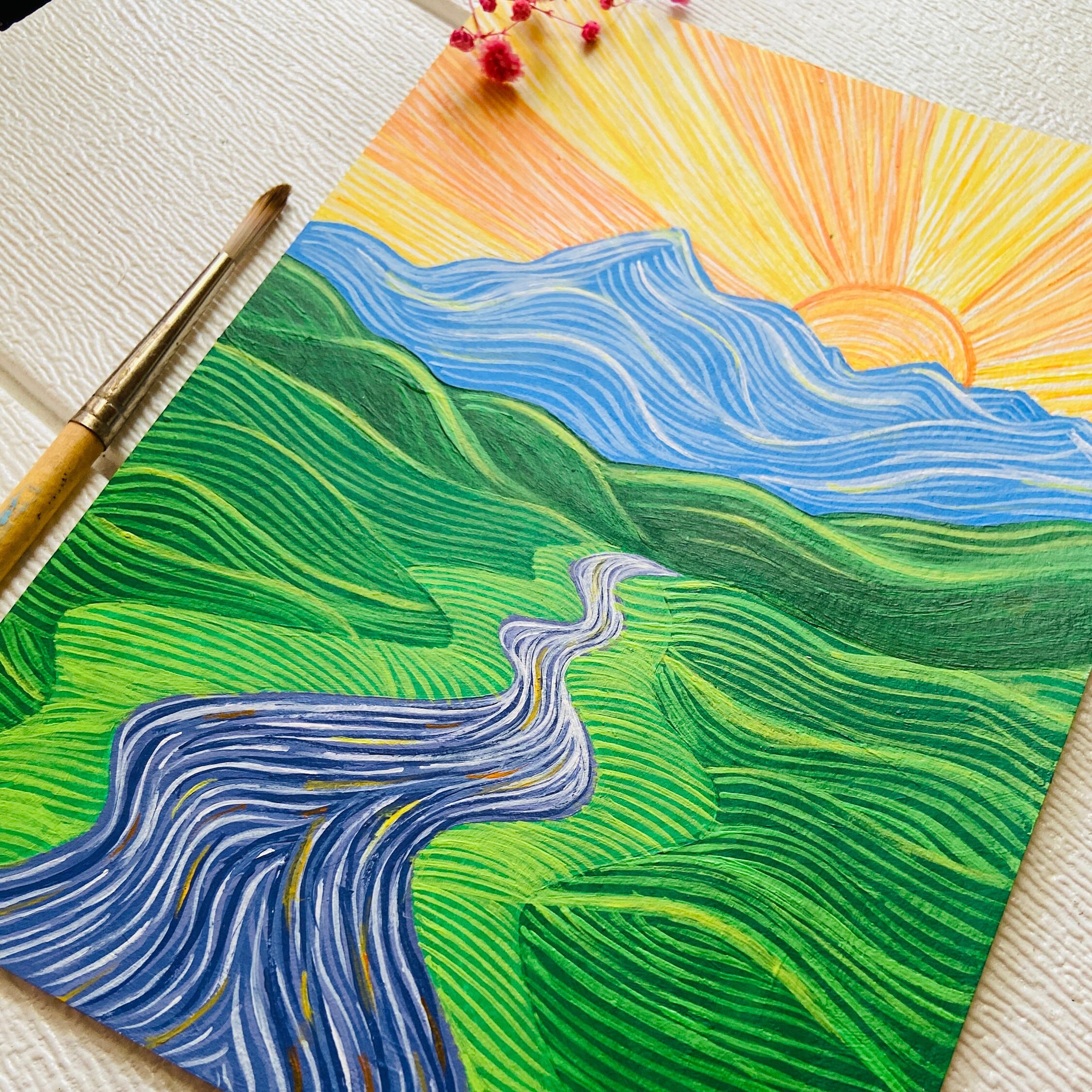 Sunny Green Landscape With Mountains - Archival Quality Prints of ...