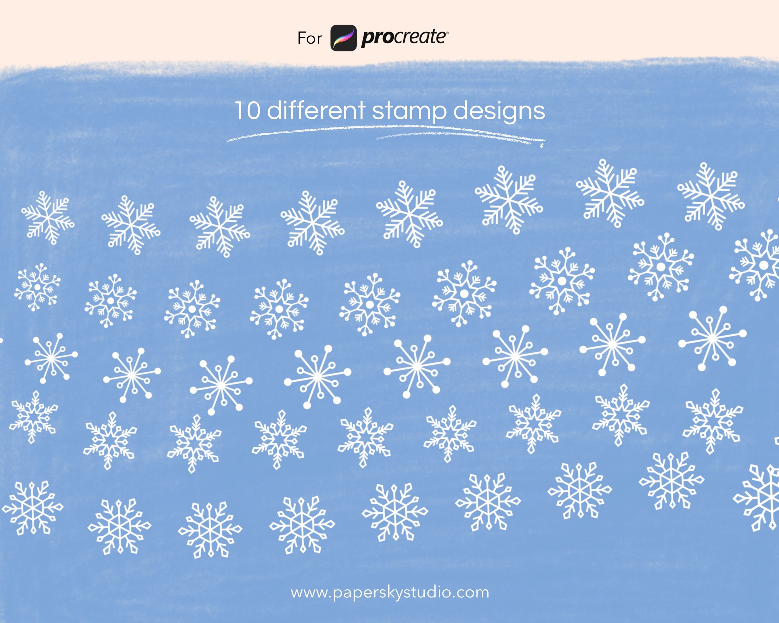 10 Snowflake Stamp Procreate Brushes Procreate Stamp Bundle Procreate ...