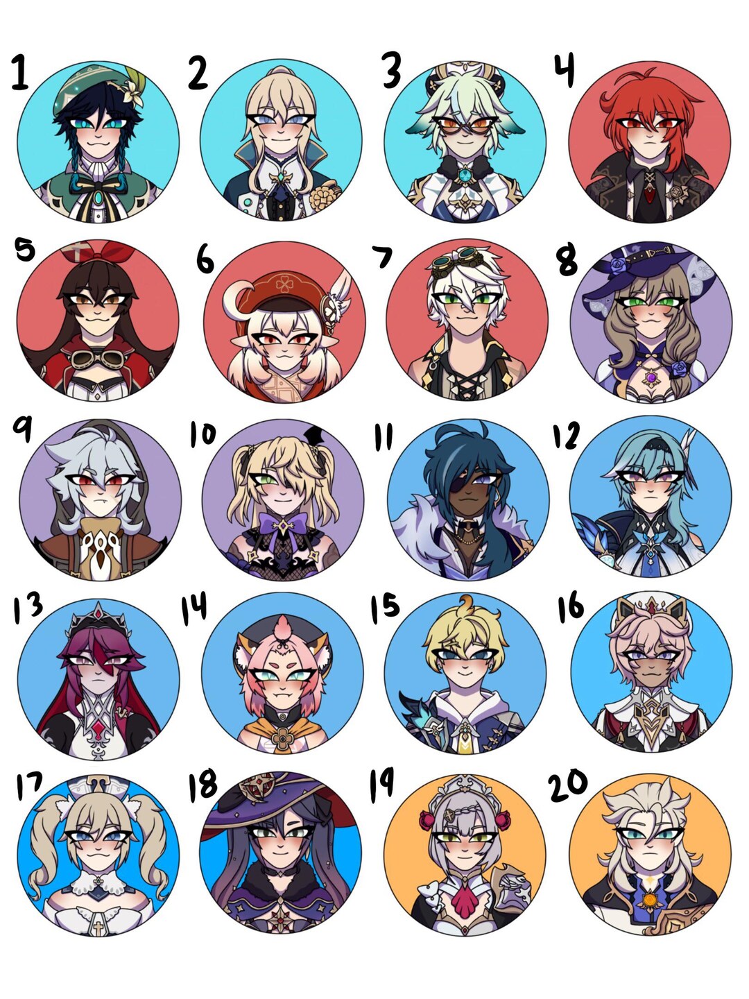 Genshin Impact Buttons (all Regions, Npcs, Alt Outfits, Etc.) - Etsy