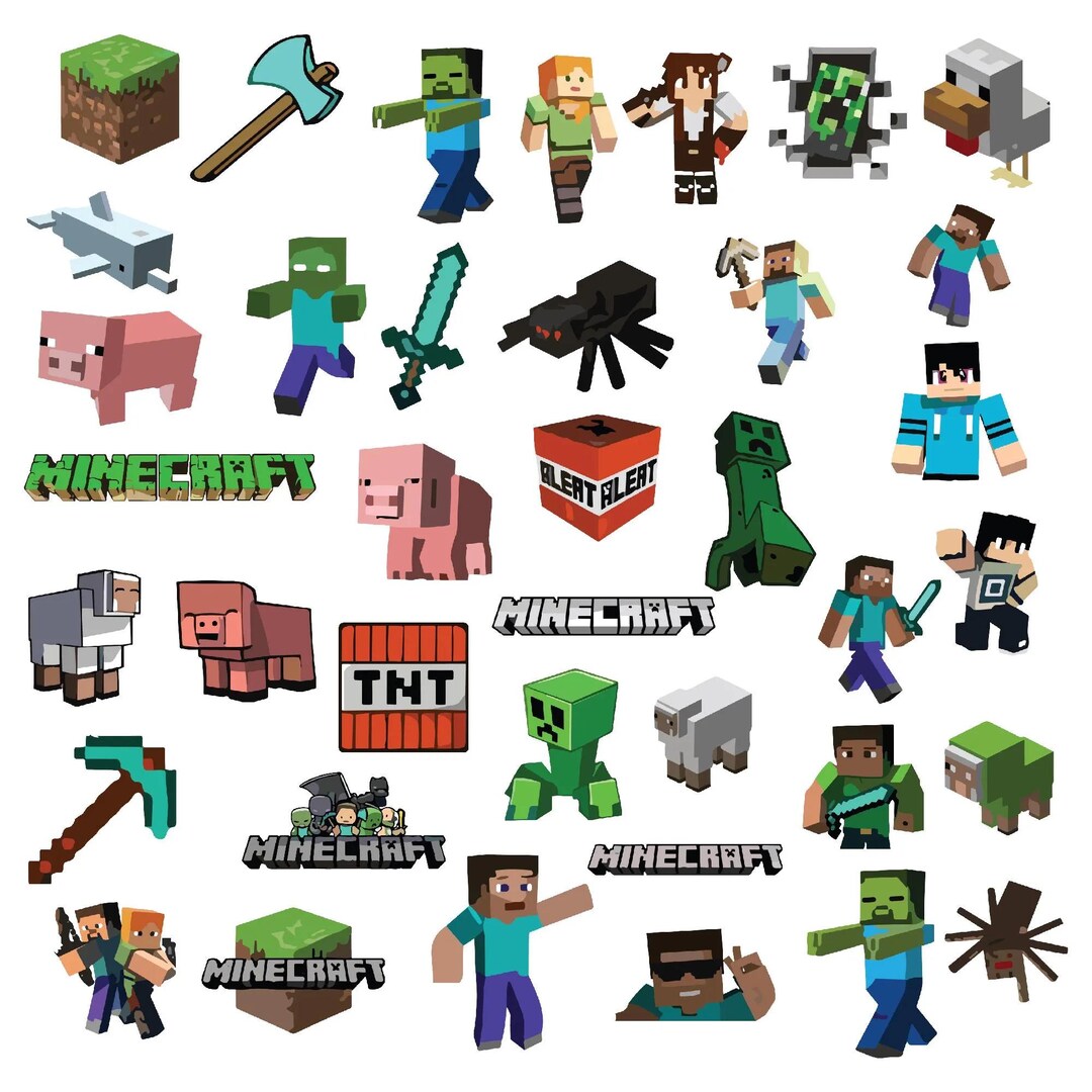 30+ Minecraft PNG Bundle, Minecraft Clipart, Birthday Designs ...