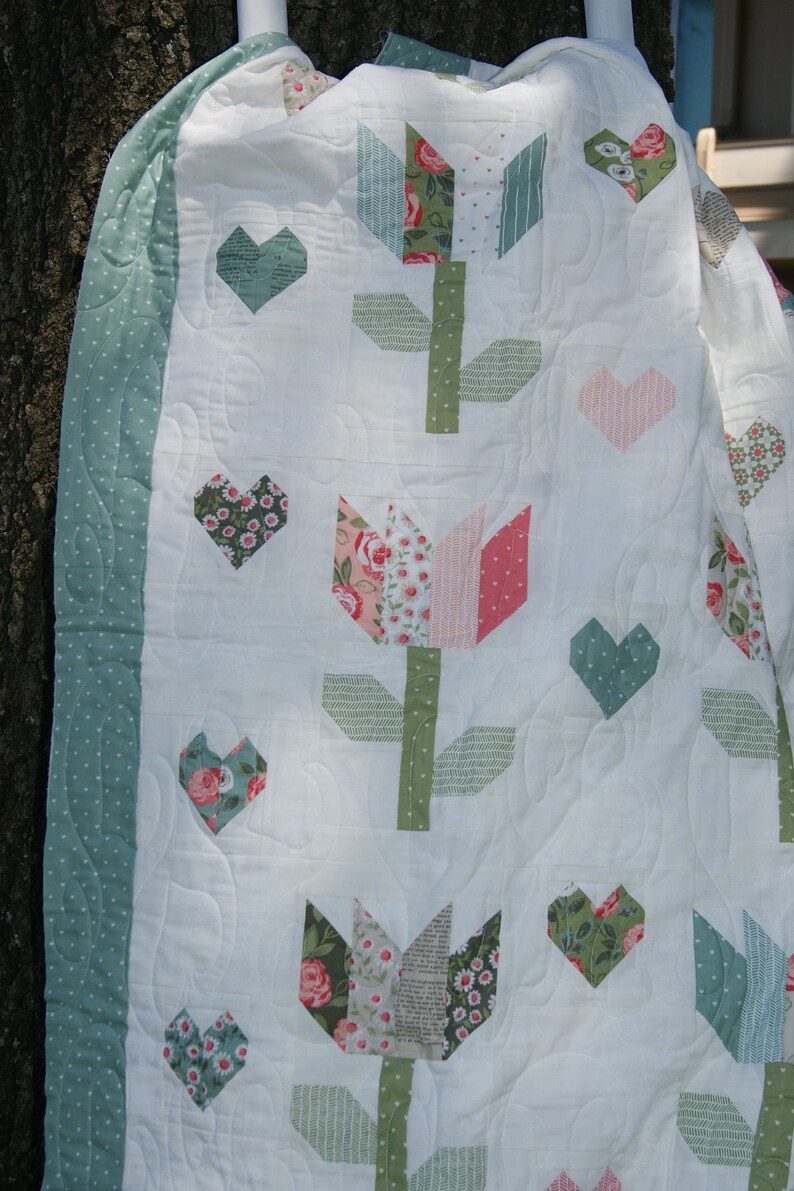 HEART BLOSSOMS Moda LOVE Note Charm Quilt Kit Lella Boutique - Etsy