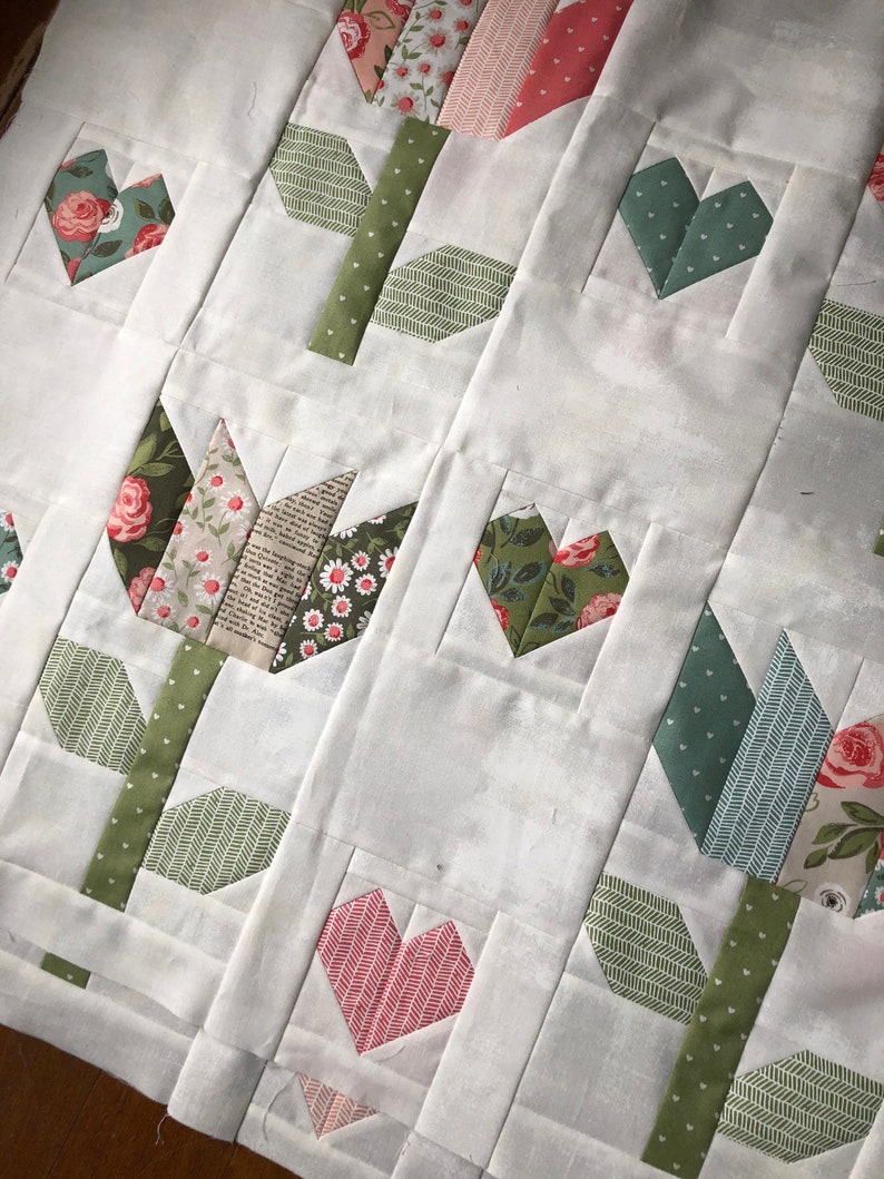 HEART BLOSSOMS Moda LOVE Note Charm Quilt Kit Lella Boutique - Etsy