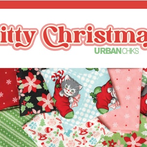 KITTY CHRISTMAS Moda Quilt Kit Urban Chicks by Pastry Shop Quilts - Etsy