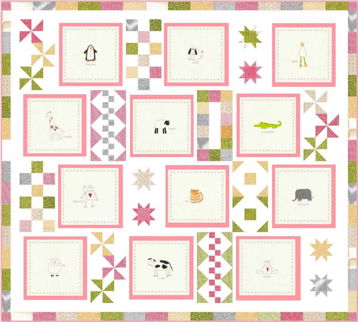 ANIMAL CRACKERS in a Box Pastel Moda Charm Quilt Kit - Etsy