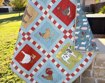 ON the FARM Quilt Kit Featuring Moda Farm Charm & Farm Fresh Prints by ...